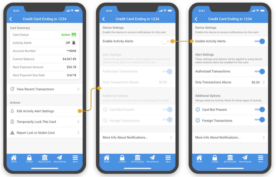 Mobile App Card Controls